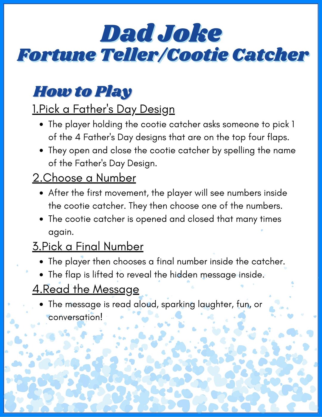 Father's Day Dad Joke Make at Home Fortune Teller - Etsy