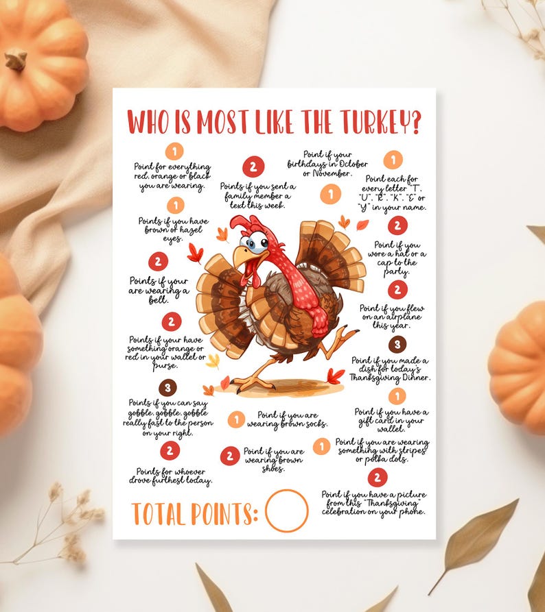 Thanksgiving Trivia Game Template, Family Thanksgiving Game, Dinner ...