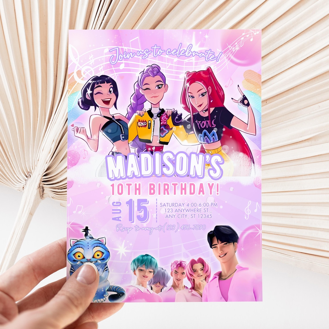 Kpop Demon Hunter Girl Birthday Invitation Template, Kpop Demon Hunters ...