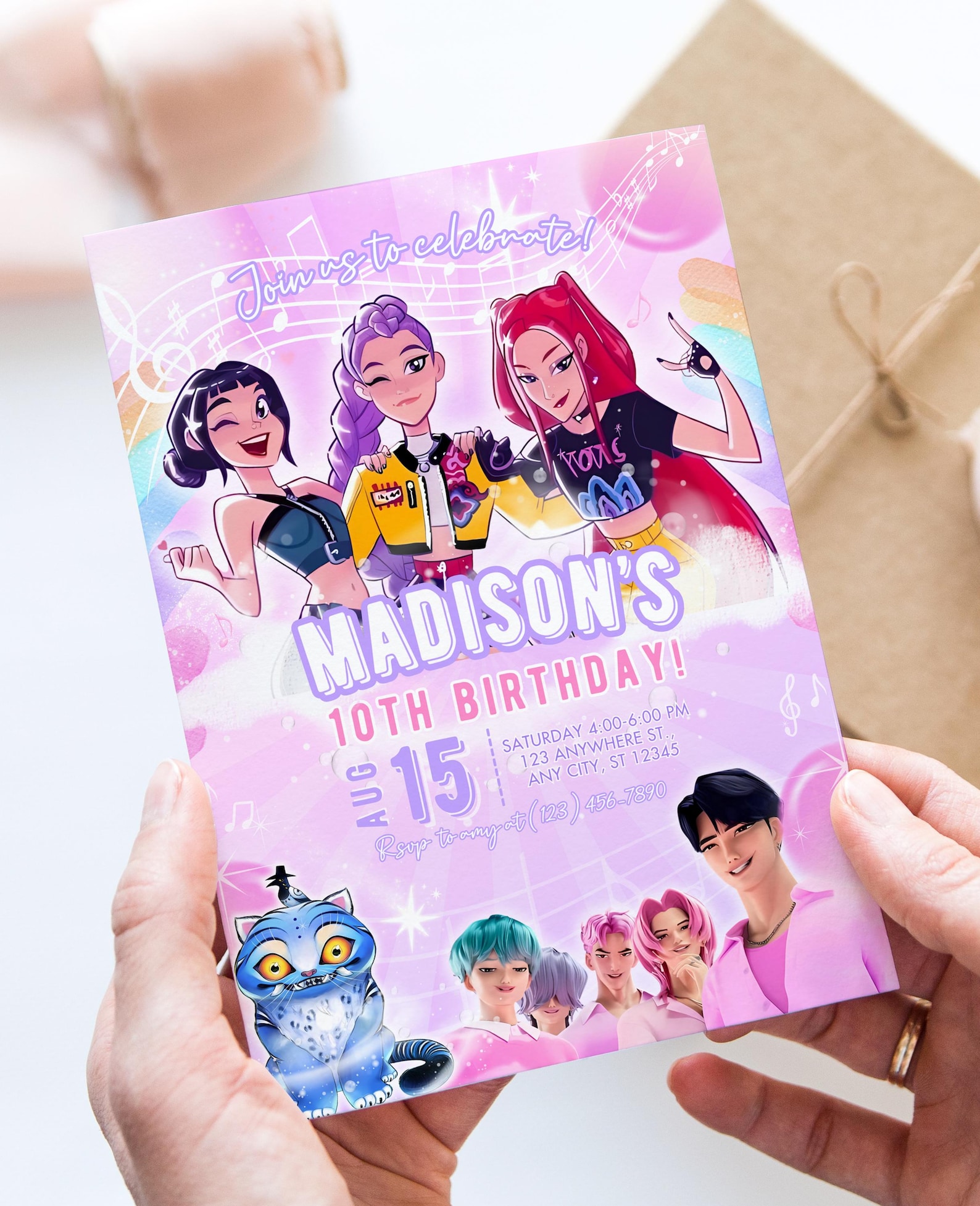 Kpop Demon Hunter Girl Birthday Invitation Template, Kpop Demon Hunters ...