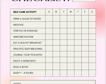 Self-care Checklist | Printable Daily Wellness Routine PDF - Etsy