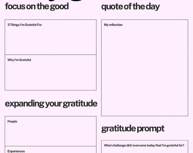 Gratitude Journal Printable | Daily Reflection Worksheet PDF - Etsy