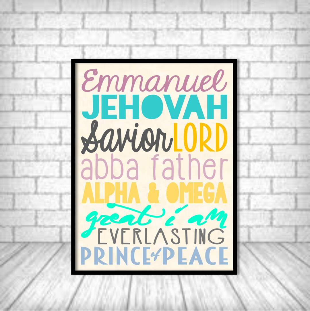 The Names of God Typography Art Printable - Etsy
