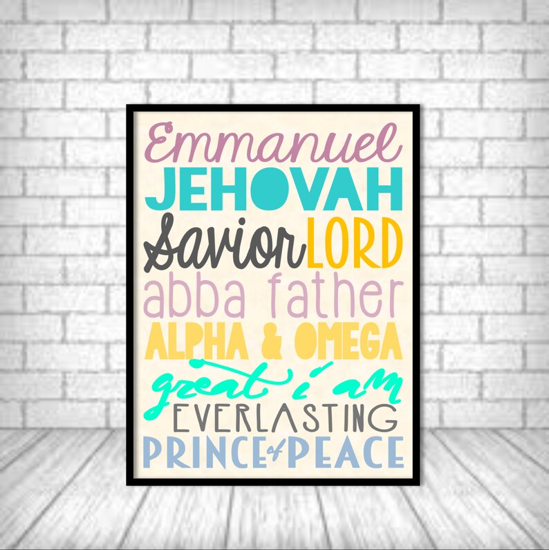 The Names of God Typography Art Printable - Etsy