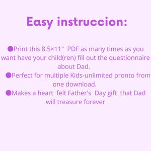 Father's Day Questionnaire "all About My Dad"- Instant Download PDF ...