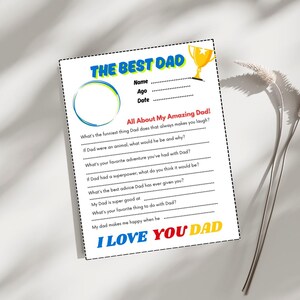 Father's Day Questionnaire "all About My Dad"- Instant Download PDF ...