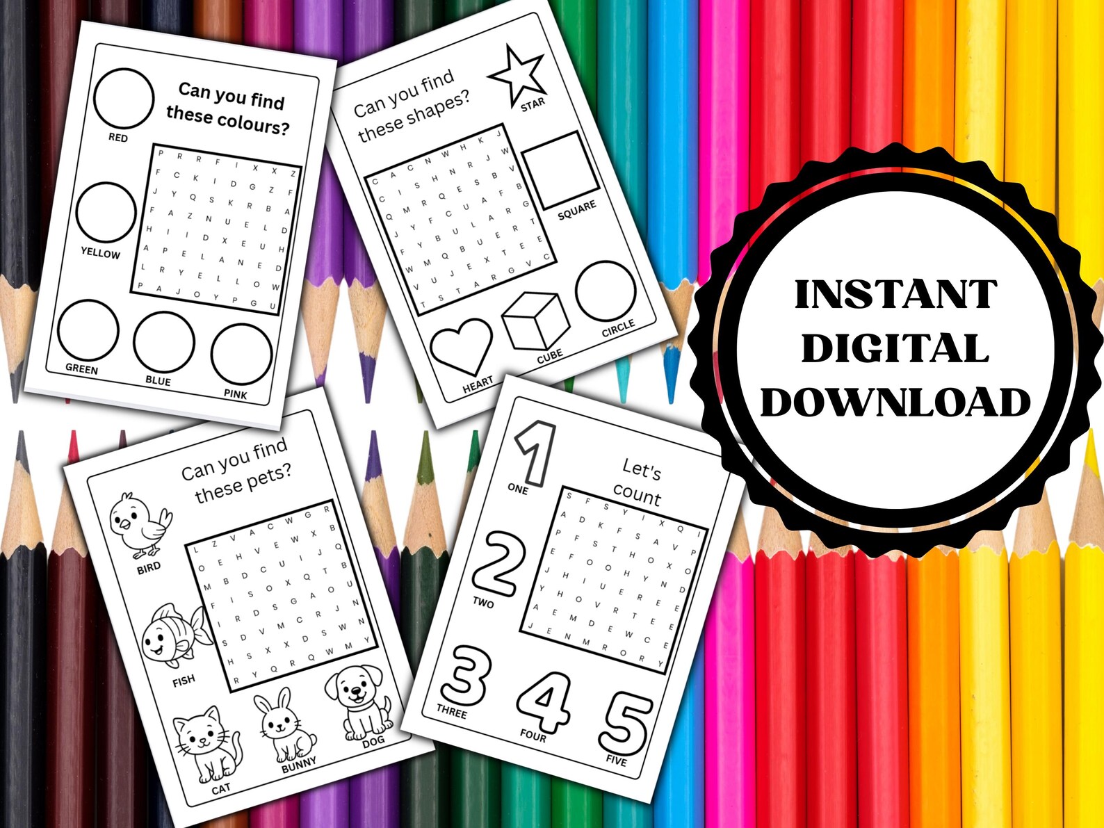 Word Search Coloring Pages for Kids: Printable Educational Activity ...