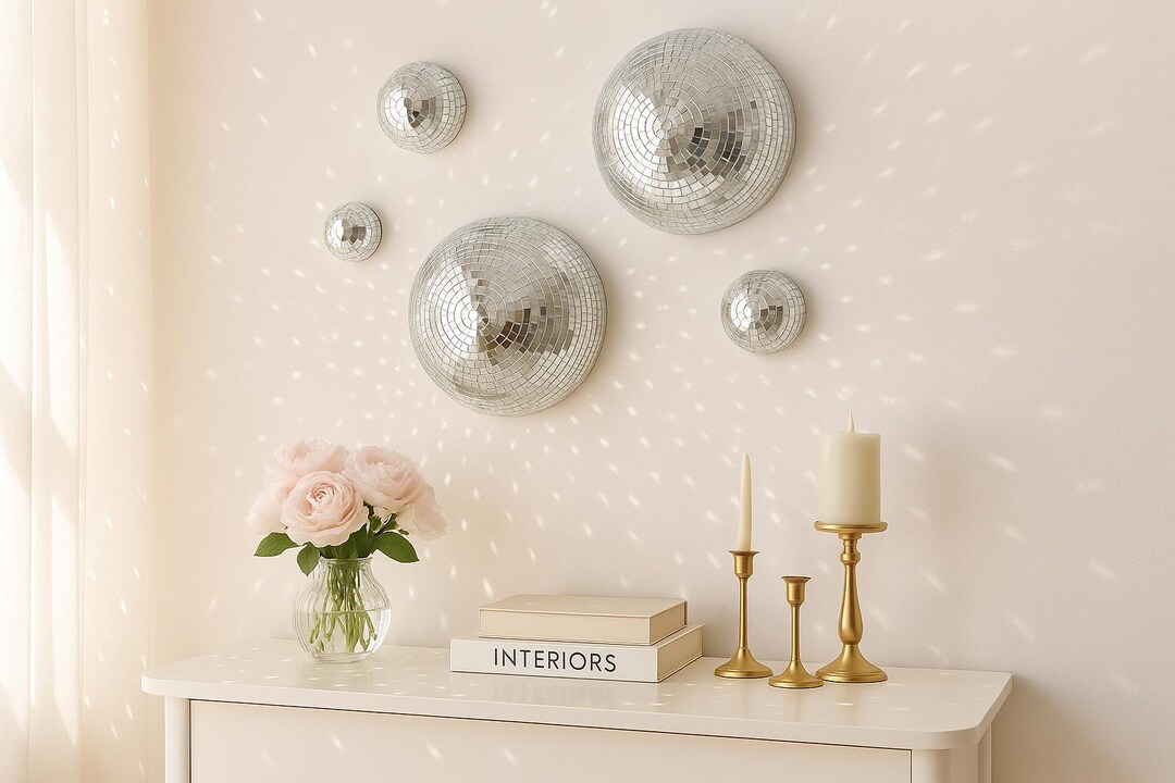 Mirror Tile Disco Ball Wall Decor: 70s Retro Party Vibe - Etsy UK