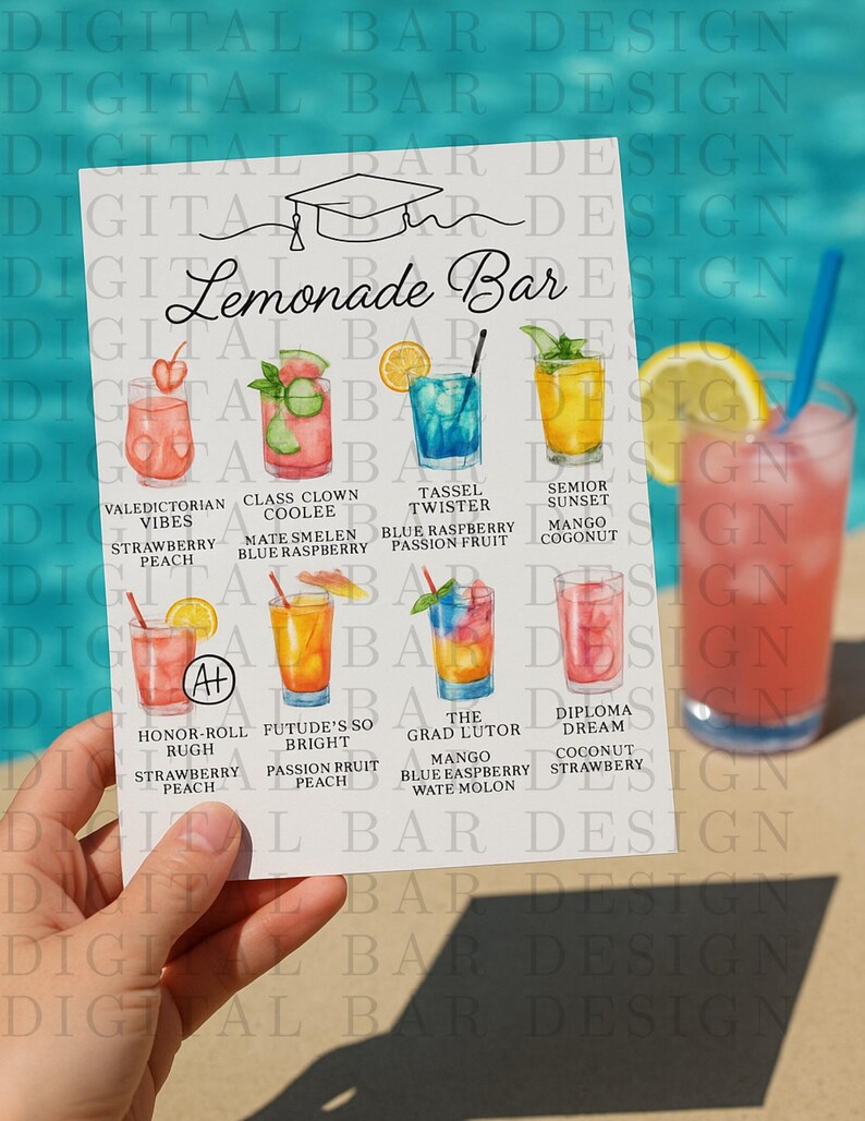 Graduation Party Lemonade Bar Menu Sign – Customizable Drink Station ...