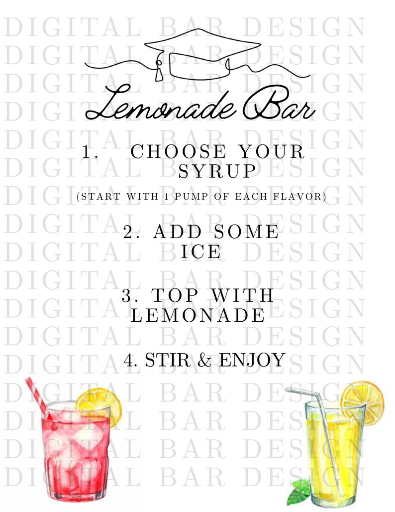 Graduation Party Lemonade Bar Sign – Printable Drink Station Decor ...