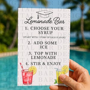 Graduation Party Lemonade Bar Sign – Printable Drink Station Decor ...