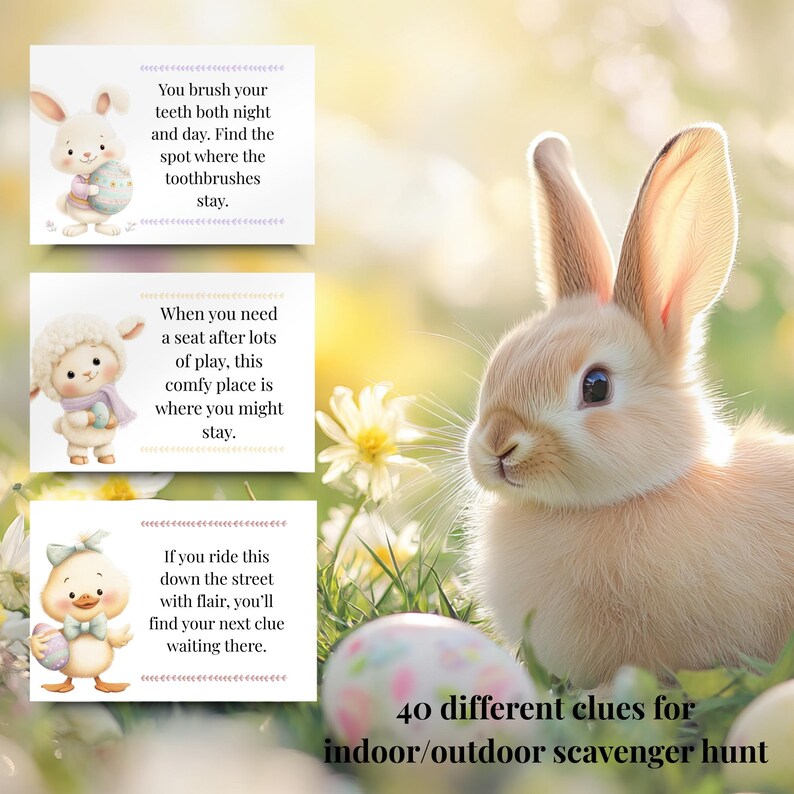 Easter Bunny Scavenger Hunt Clues | Kids Indoor Outdoor Easter Game ...