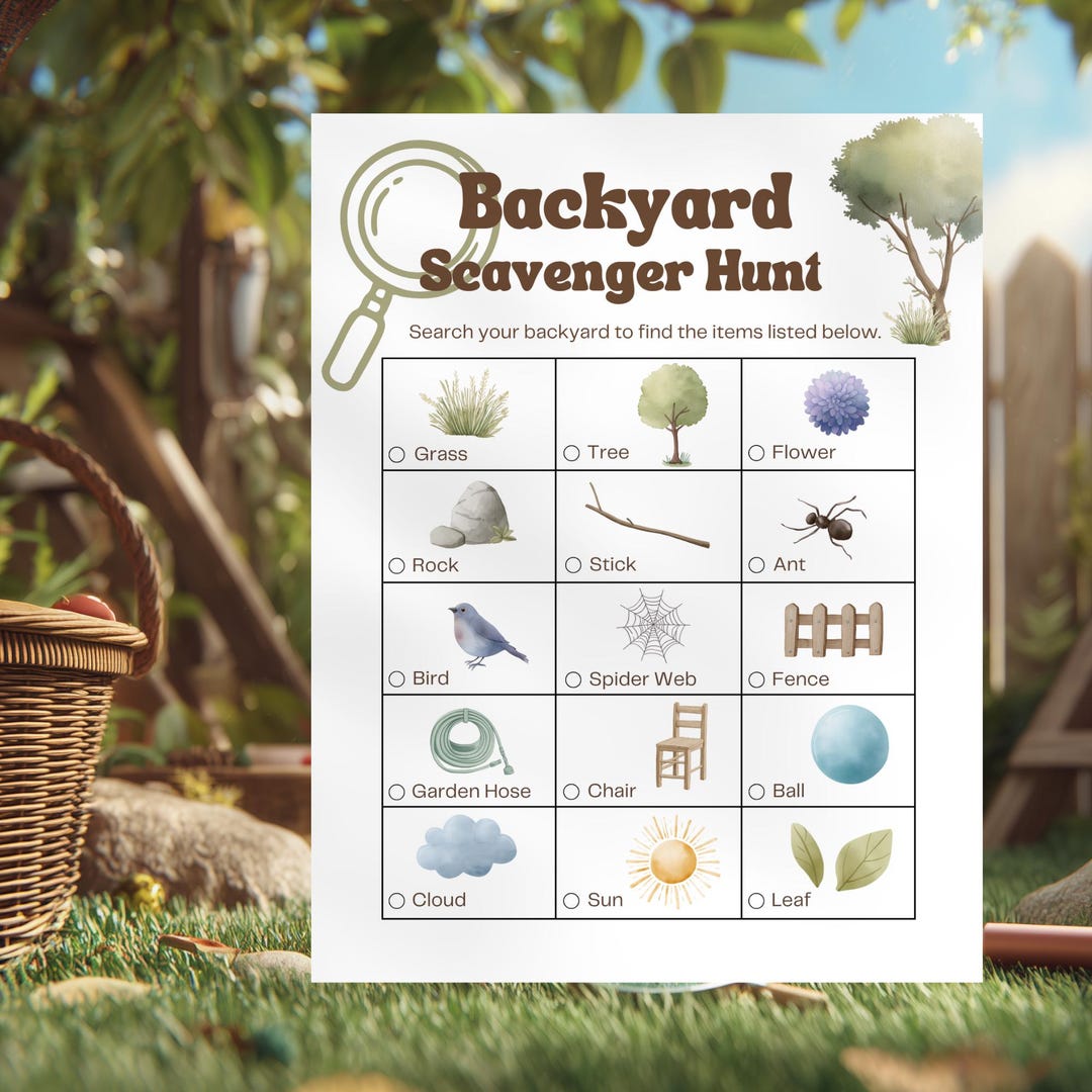 Backyard Scavenger Hunt Printable | Kids Outdoor Nature Game (PDF ...