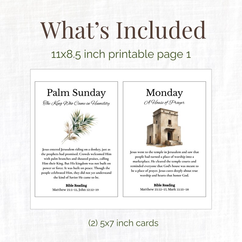 Holy Week Scripture Cards, Family Devotional, Palm Sunday to Easter ...