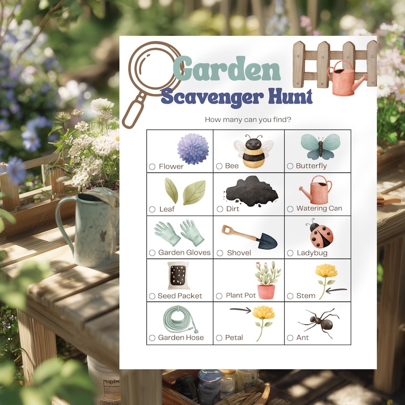 Garden Scavenger Hunt Printable | Kids Flower Activity Game (PDF) - Etsy