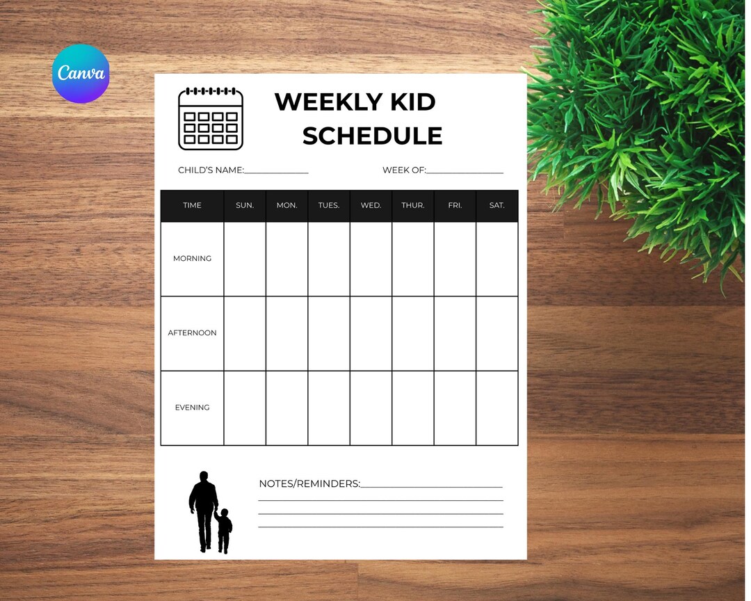 Weekly Kid Schedule Template | Editable Co-parenting Planner for Single ...