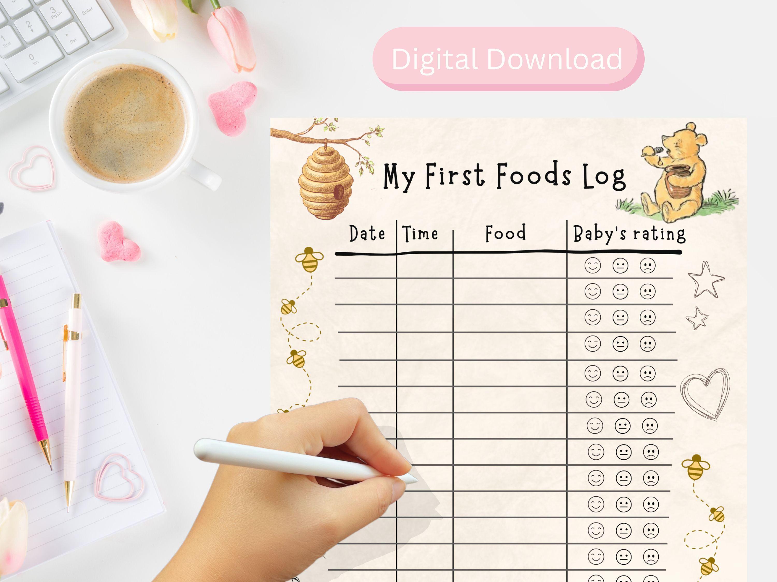 Baby’s First Foods Tracker Log– Printable PDF | Baby Food Journal | BLW ...