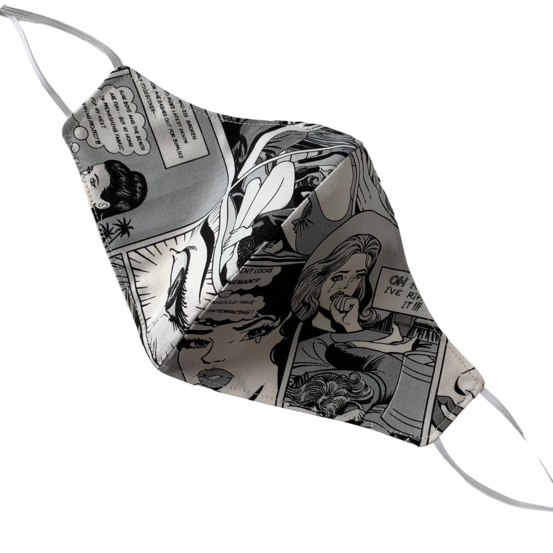 Black and White Pop Art Face Mask / Artsy Face Mask With Adjustable ...