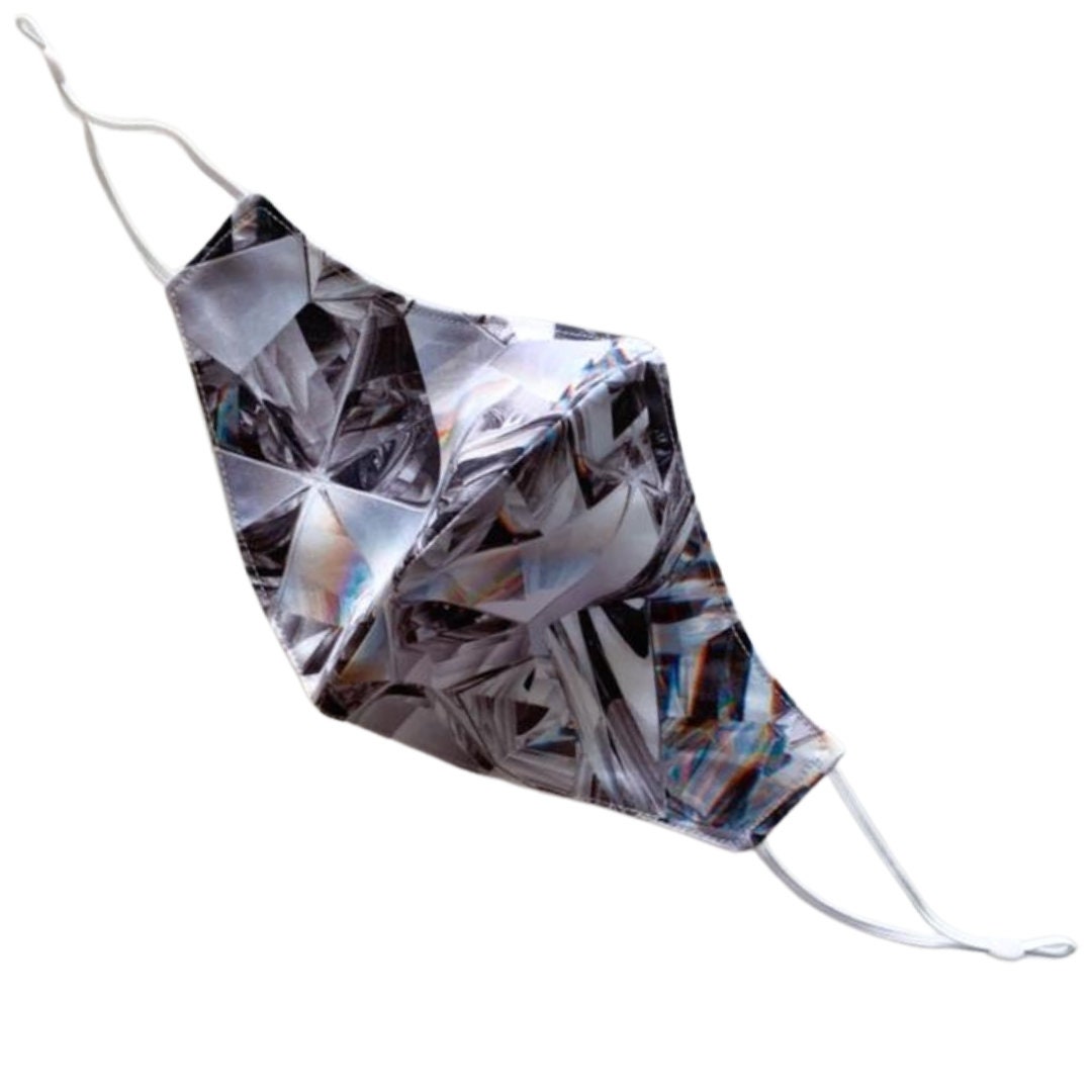 Crystal Rainbow Aura Face Mask Black & White With Rainbow - Etsy