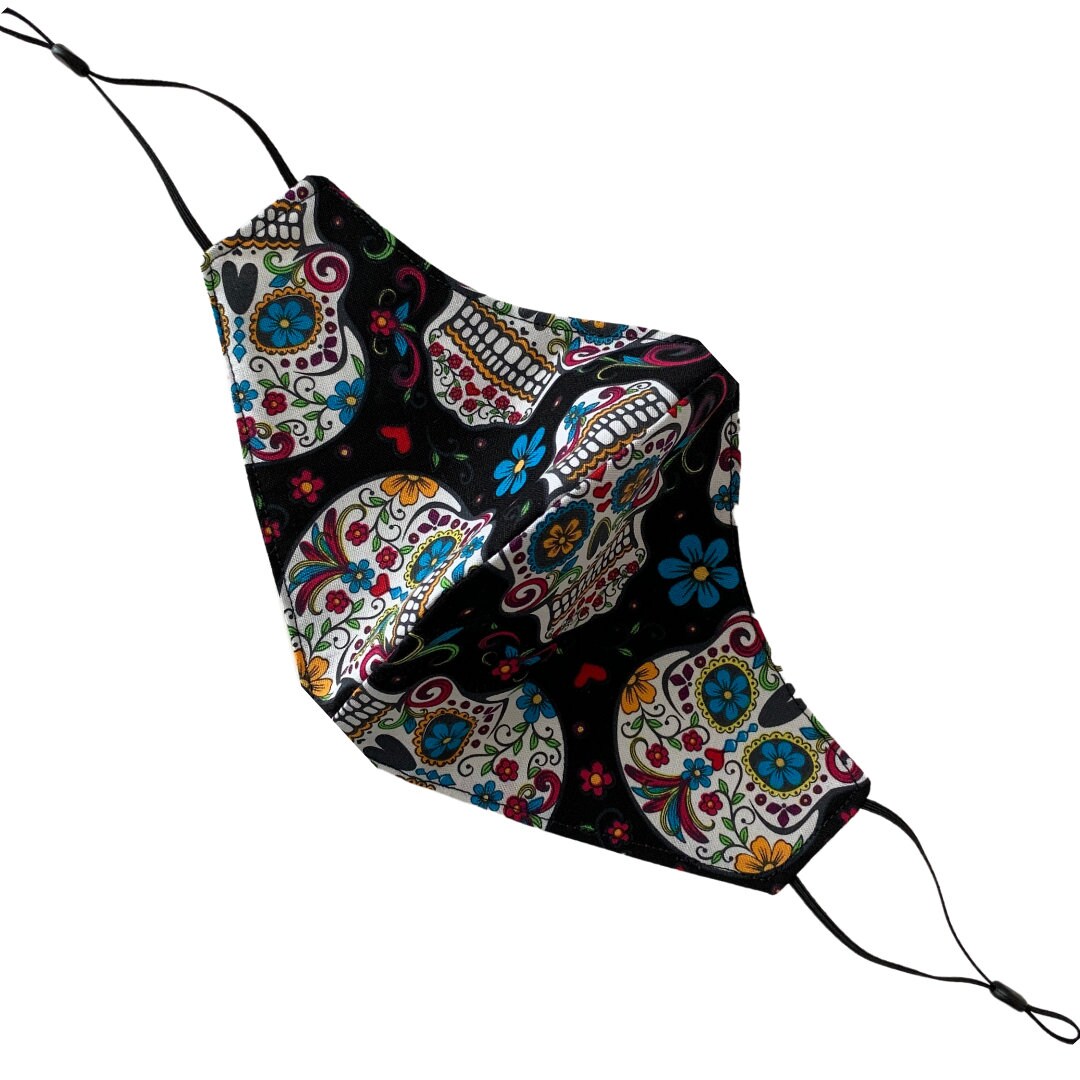 Sugar Skull Face Mask Made From 100% Quilters Cotton With - Etsy Norway