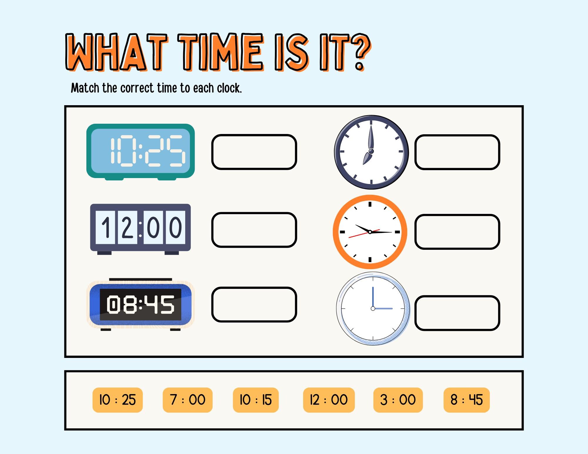 Learn to Tell Time Worksheet for Kids – Printable Digital Clock ...