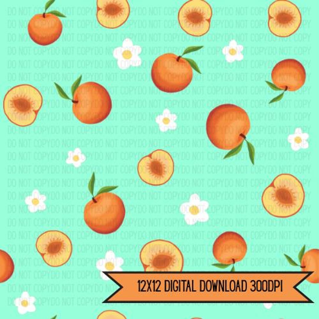 Cute Hand Drawn Peach Digital Paper, Seamless Pattern, Hand Drawn ...