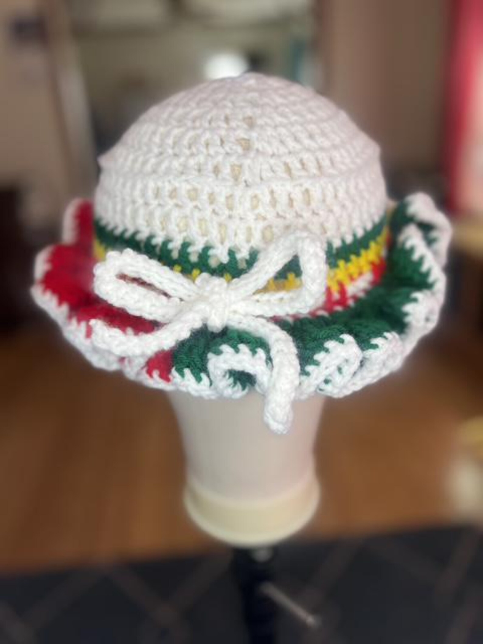 Rasta Color Ruffled Hat - Etsy
