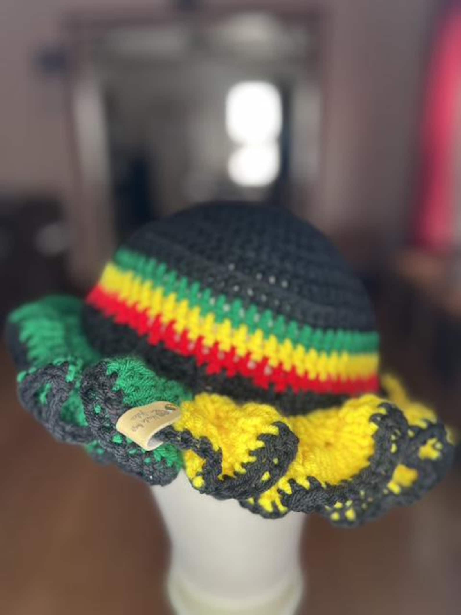 Rasta Color Ruffled Hat - Etsy