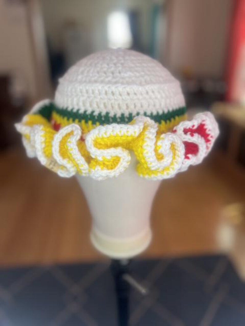 Rasta Color Ruffled Hat - Etsy