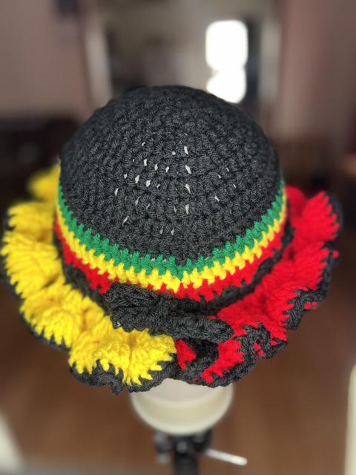 Rasta Color Ruffled Hat - Etsy