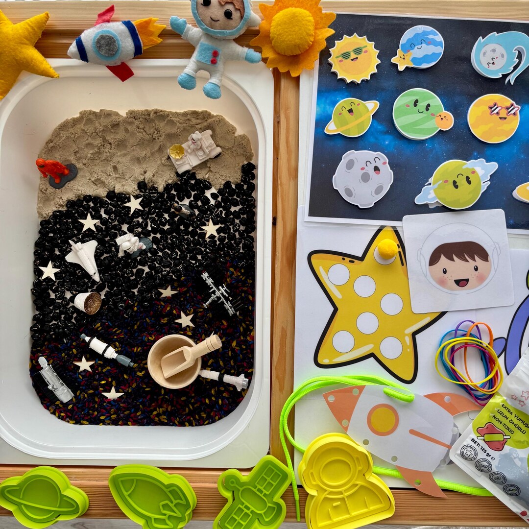 Space Sensory Play Kit, Outer Space Play Set for Toddlers, Fine Motor ...