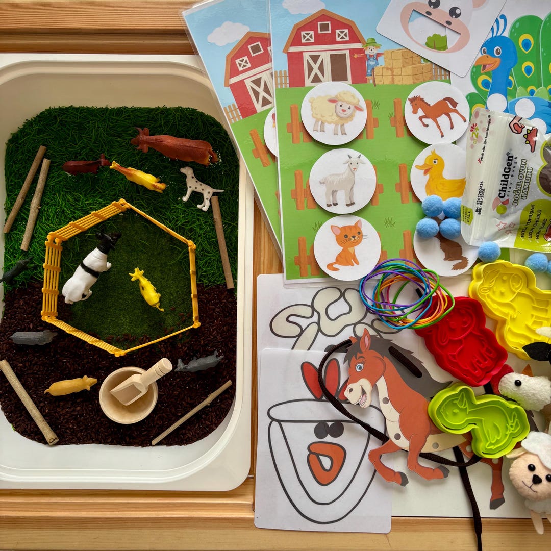Farm Animals Sensory Play Kit, Farm Animals Sensory Bin Kit for ...