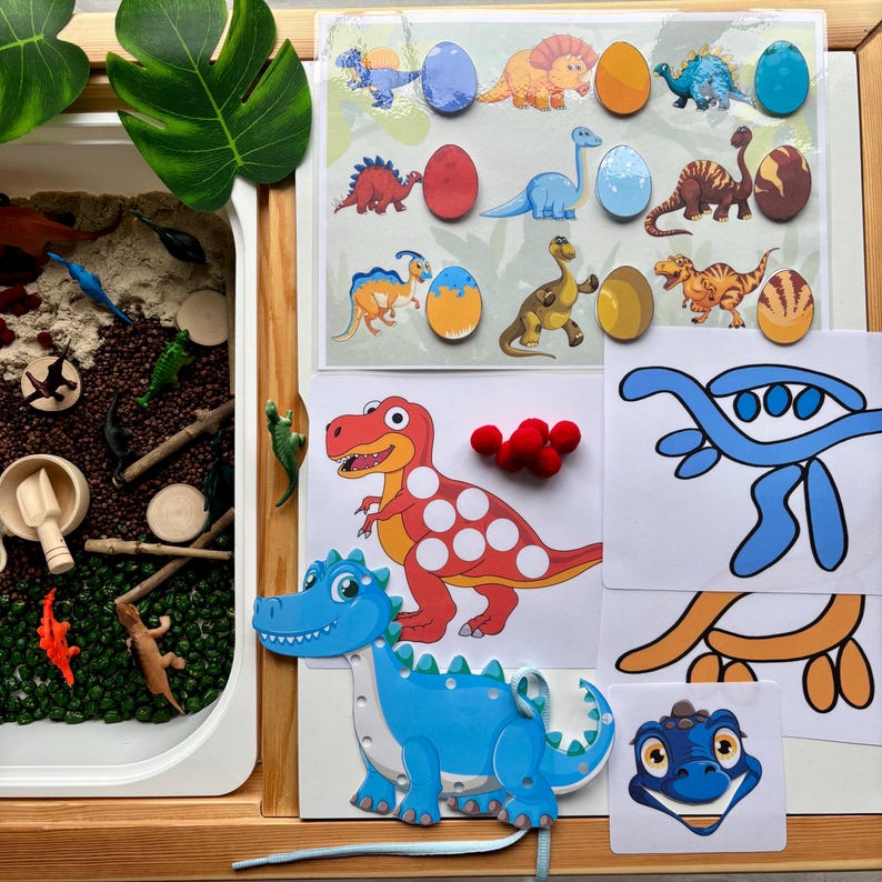 Dinosaur Sensory Play Kit , Montessori-inspired Dinosaur Activity Set ...