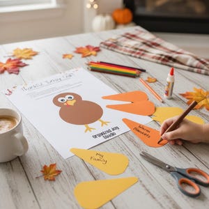 Thankful Turkey Craft Printable: Thanksgiving Gratitude Activity (PDF ...