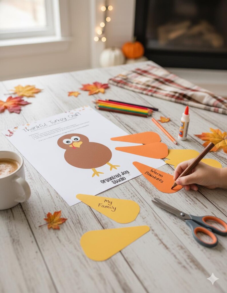 Thankful Turkey Craft Printable: Thanksgiving Gratitude Activity (PDF ...