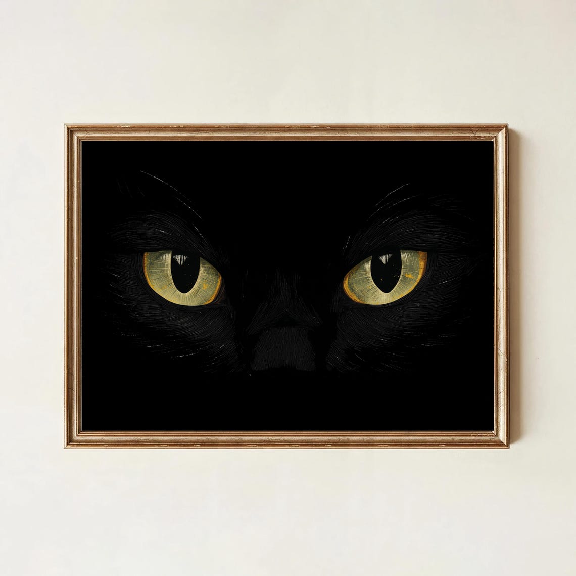 Black Cat Halloween Art Print: Spooky Gothic Wall Decor (digital ...