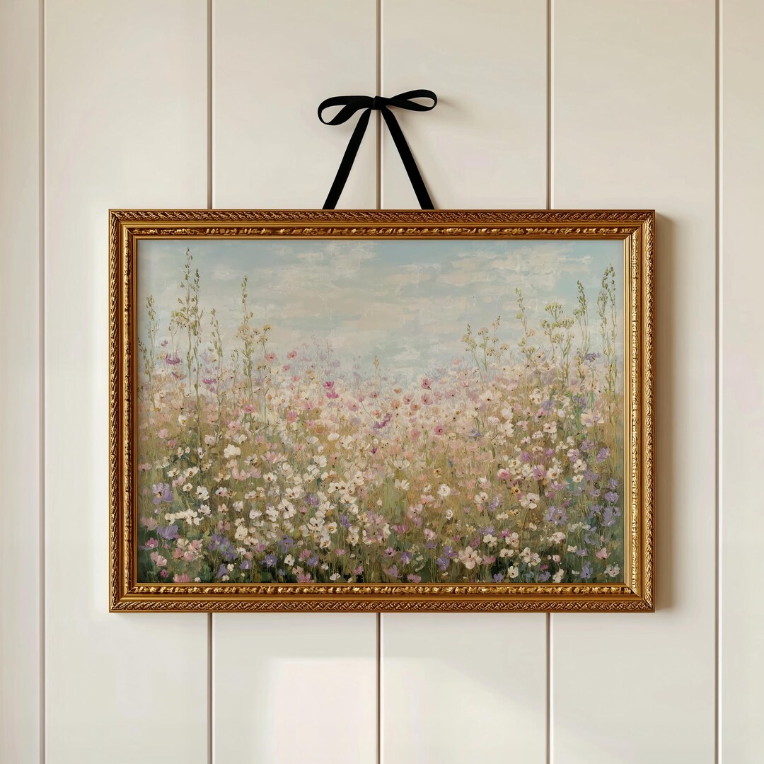 Impressionist Wildflower Meadow Print: Pastel Floral Landscape (digital ...