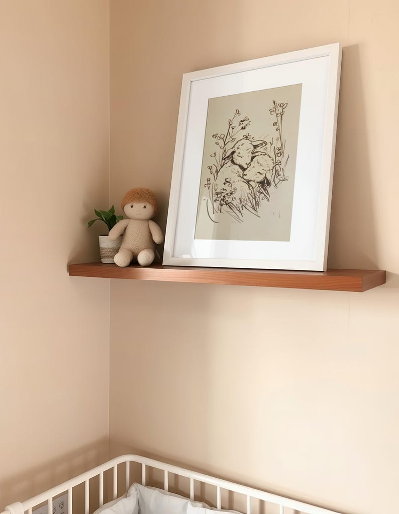 Vintage Sheep and Lamb Ink Drawing: Gentle Nursery Art (digital ...
