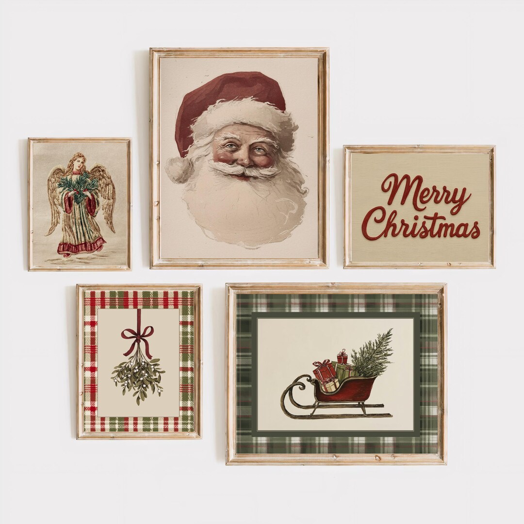 Cottagecore Christmas Wall Art Set: Vintage Style Holiday Prints, Cozy ...