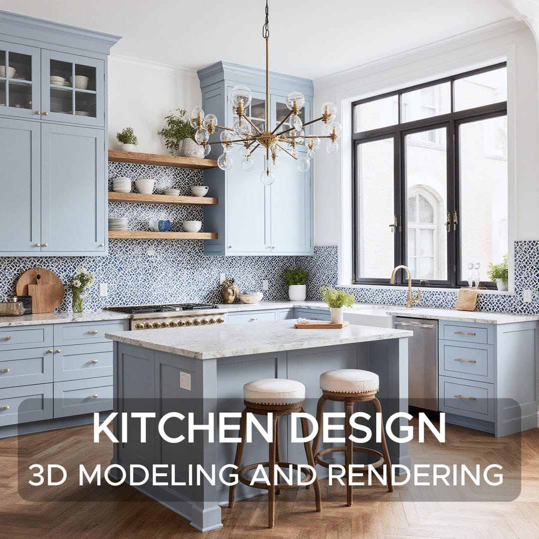 Custom Kitchen Design, Provide 3D Modeling and Rendering Services - Etsy