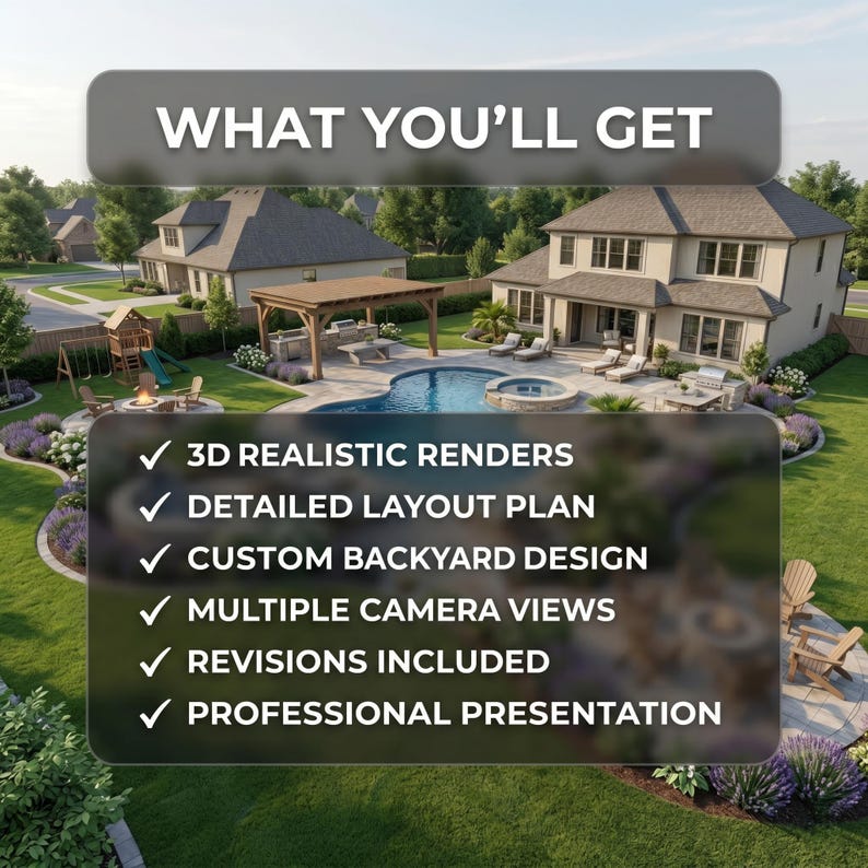 Custom Backyard Design Service | Pool, Patio, Pergola & Landscape 3D ...