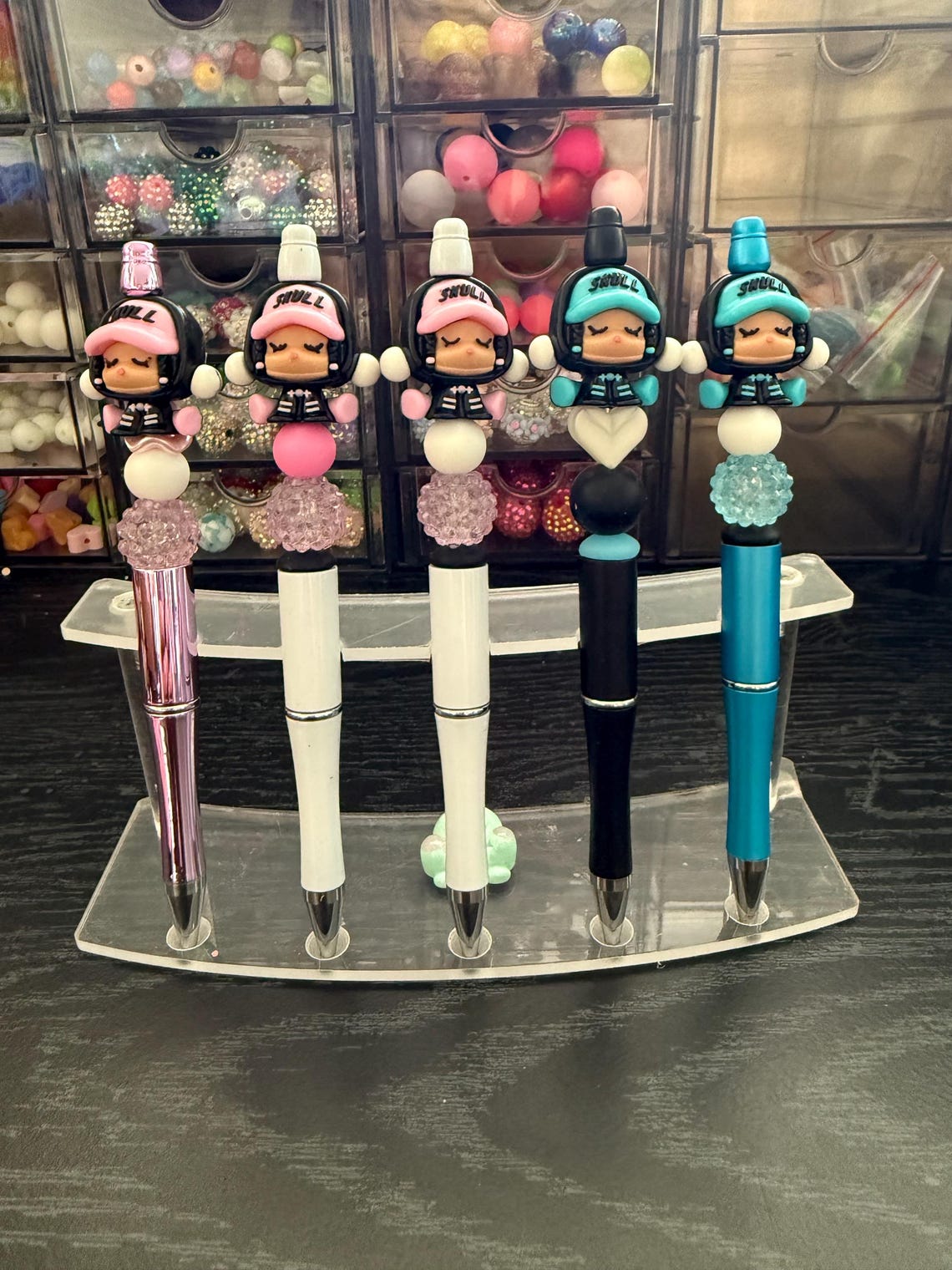Set of Five Cute Skull Panda Themed Pens. Great for School, Office, and ...