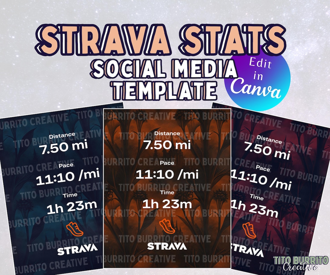 Runner Strava Stats Social Media Template | Editable Canva Template for ...
