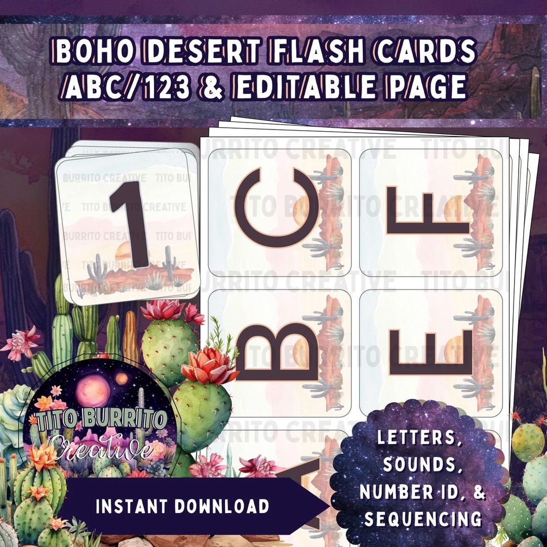 Printable Alphabet & Number Flashcards: Editable Canva Template for ...