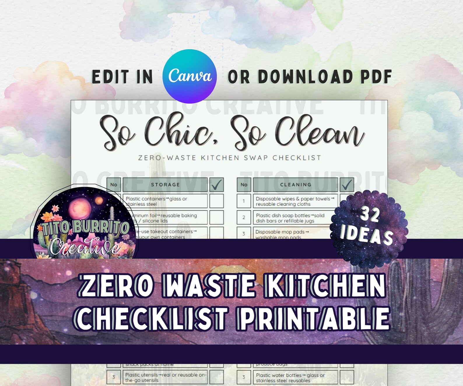 Zero Waste Kitchen Checklist: Sustainable Living Guide (printable PDF ...