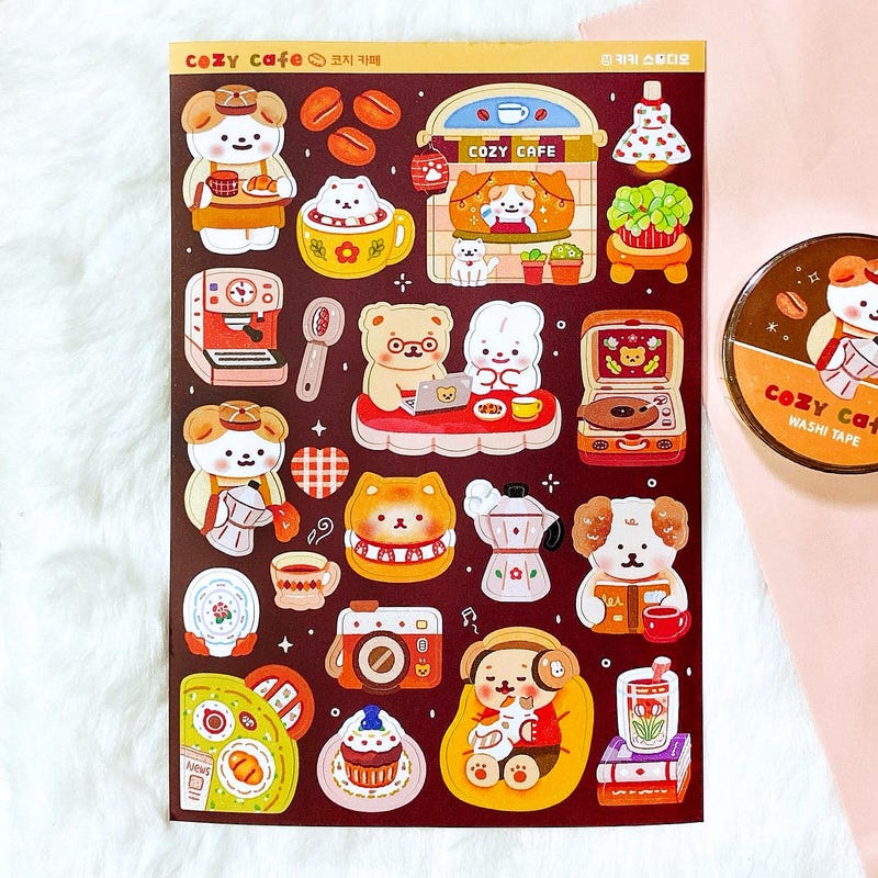 Cafe Korean Stickers - Etsy