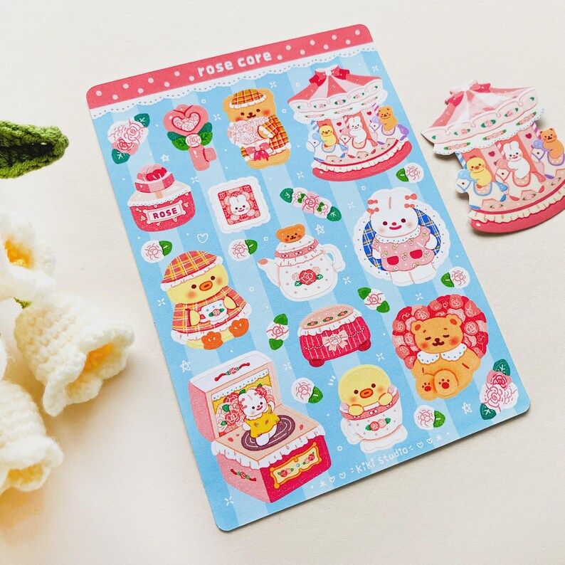 Rose Core sticker sheet - cute Korean stickers - Etsy España