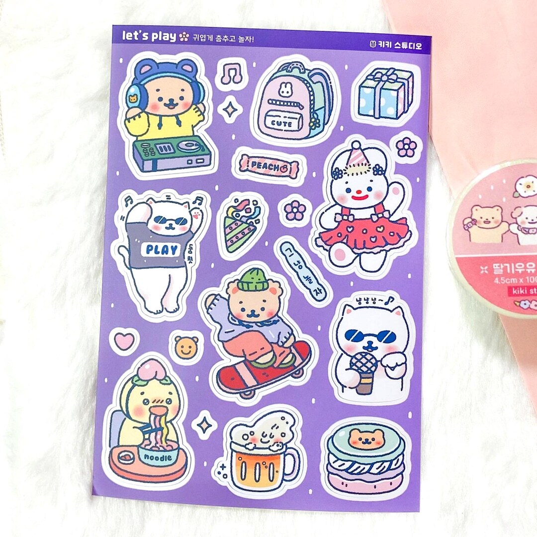Let’s Play Sticker Sheet | Cute Korean Stickers for Journals and ...