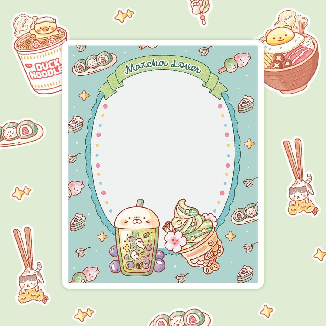 Matcha Lover Memo Pad - Cute Korean Memopads, Stationery, Stickers - Etsy