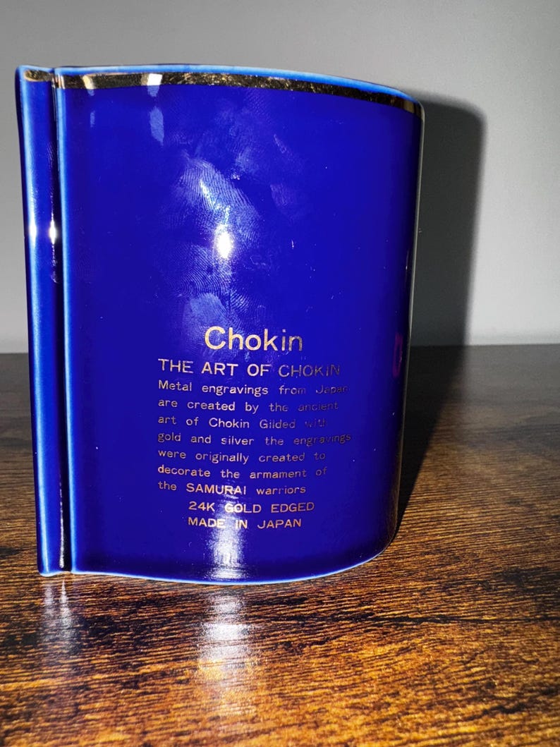 Vintage Japanese Chokin Cobalt Blue Teardrop Vase | 24k Gold Edged ...